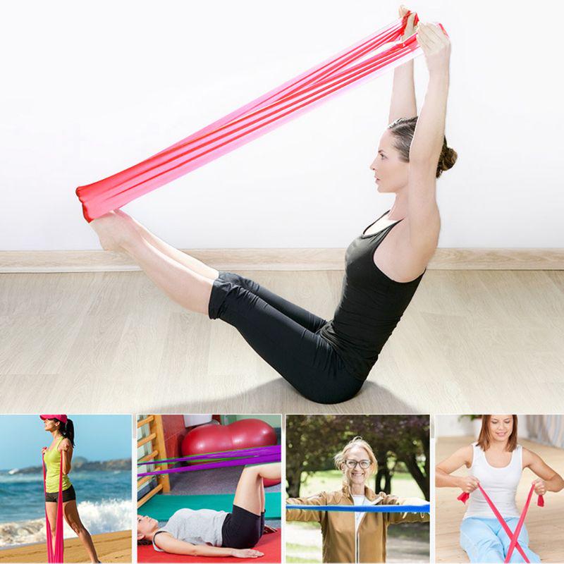 2m Yoga Pilates Exercise Rubber Stretch Band Arm Leg Back Fitness Gym ...