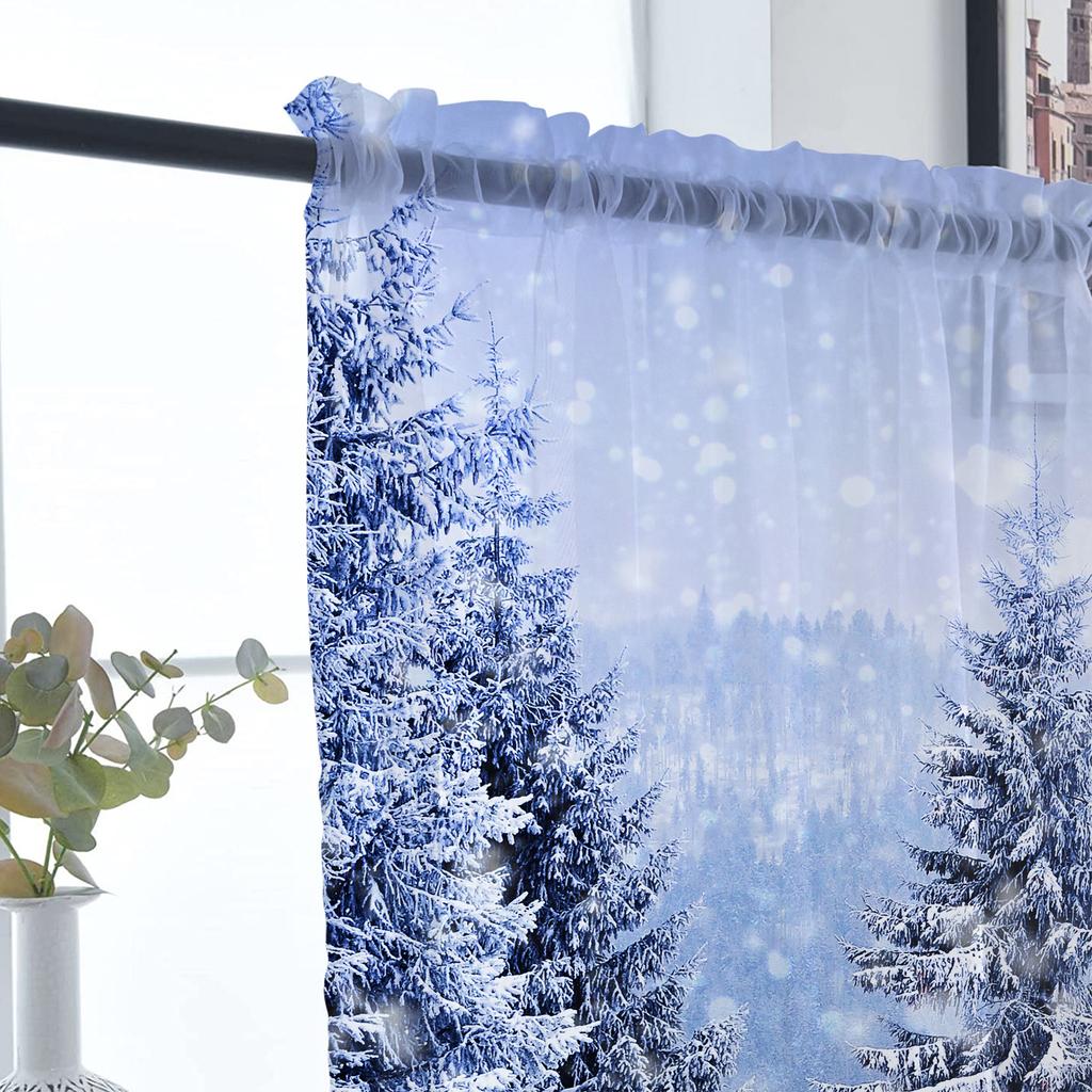 Cheap Snow Mountain Scenery Curtains for Living Room Transparent Tulle ...