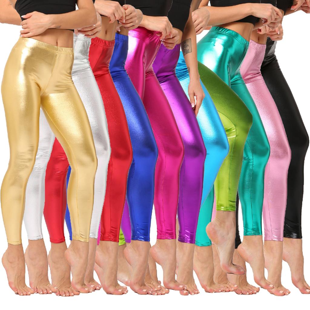 Buy Woman Footless Liquid Wet Look Shiny Metallic Stretch Leggings at affordable prices — free ...