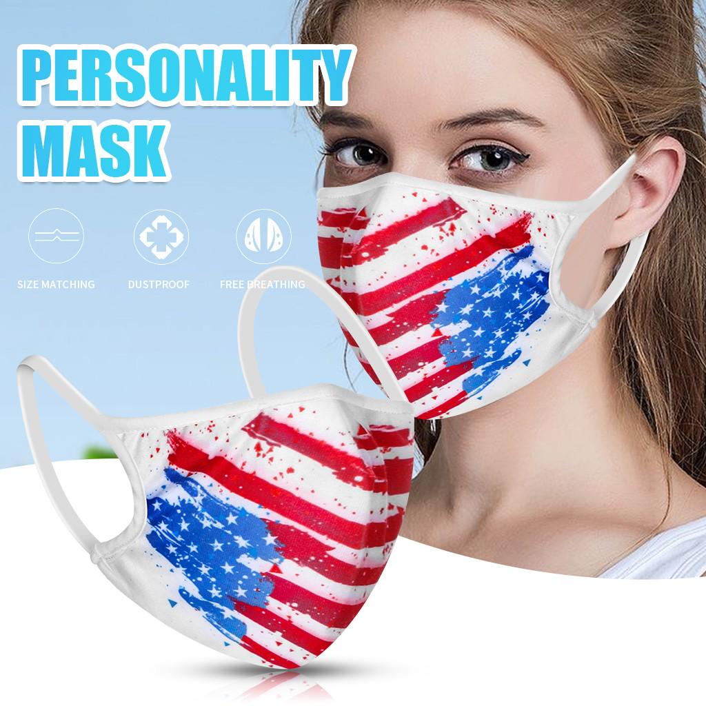 Buy Polar Bear Independence Day American Flag Women Man Cotton Mask ...