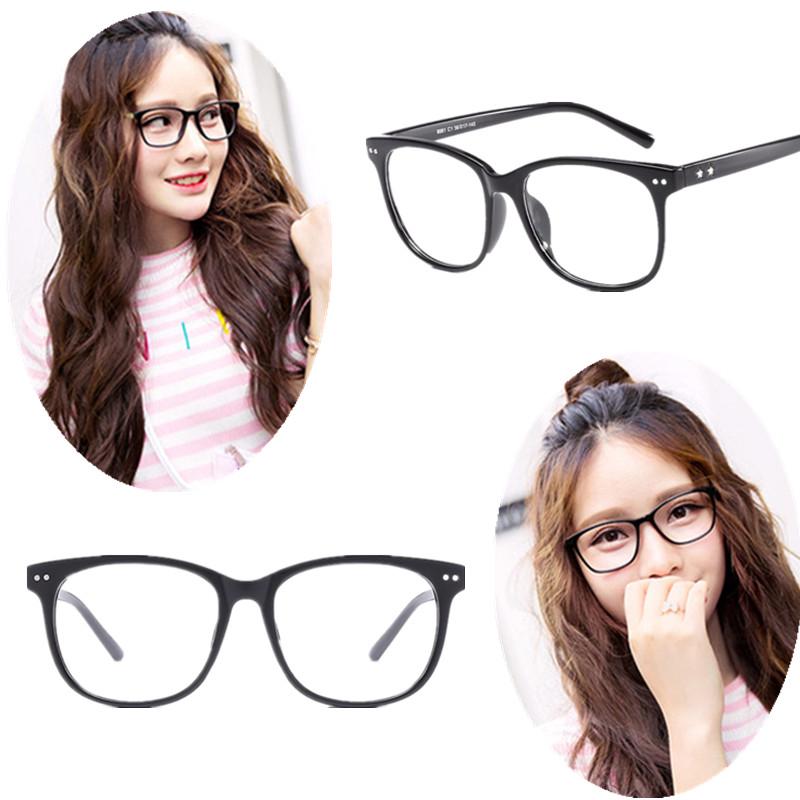 Buy Bright Black Retro Outdoor Daily Plastic Clear Lens Plain Glasses ...