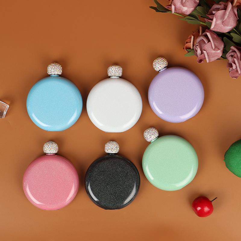 Buy Cute Liquor Flask For Women Stainless Steel Pretty Glitter Coating ...