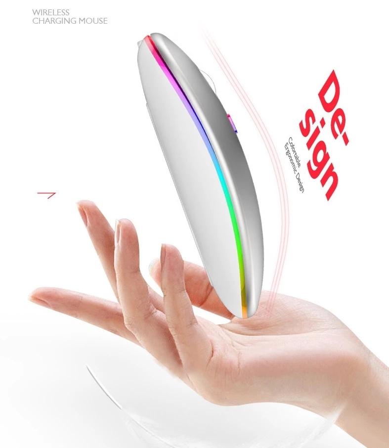 Buy 2.4GHz Wireless Mouse RGB Rechargeable Bluetooth Mice Wireless ...