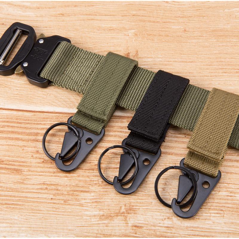 Buy Men's Canvas Clasp Colorful Keychain Military Nylon Metal Button ...