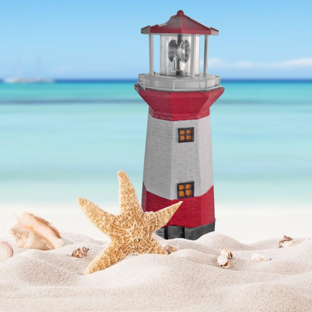 Buy LED Lighthouse Solar Light Rotating Beacon Tower Lamp Garden ...