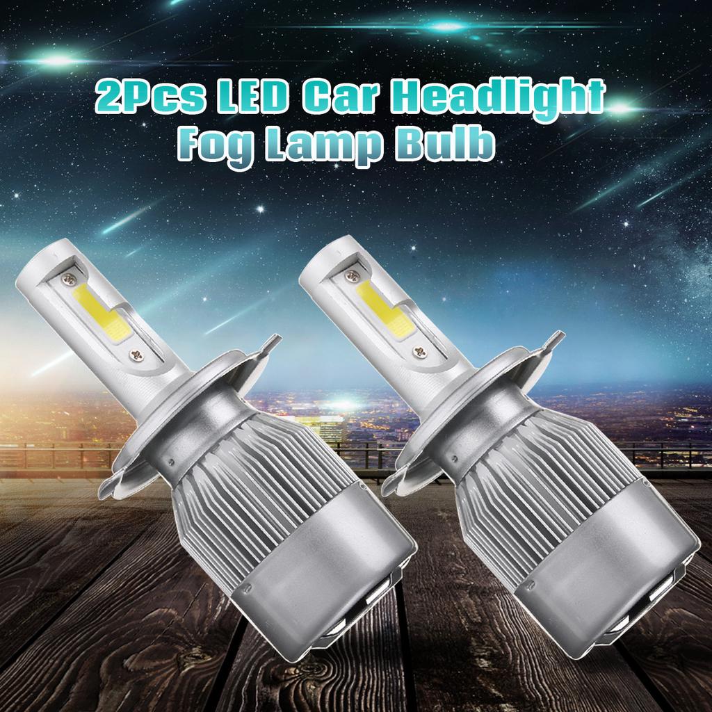 2Pcs COB H4 C6 6500K 7600LM LED Car Headlight Kit Hi/Lo Super Light ...
