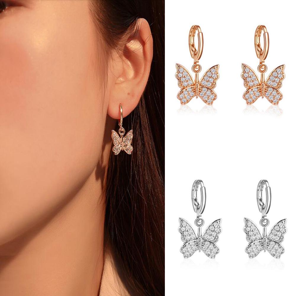 Buy 2020 New Women's Earrings Fashion Zircon Butterfly Danglee Earrings ...