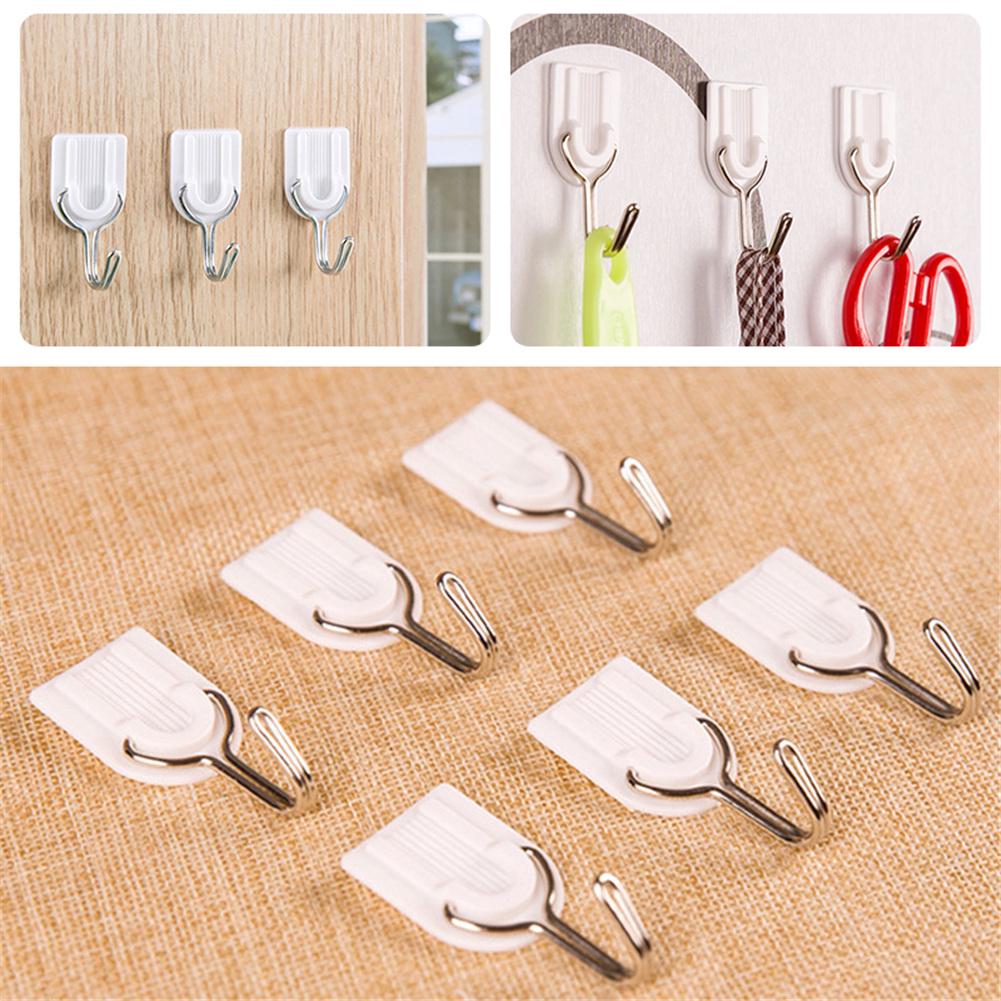 Buy 6PCS U-shape White Strong Adhesive Hooks Wall Door Sticky Hanger ...