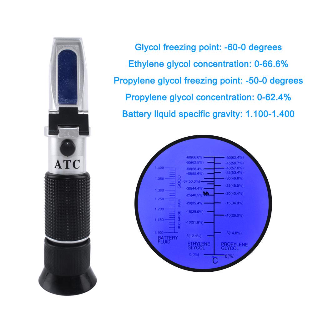 Handheld Refractometer Antifreeze Freezing Point Tester 0-66.6 Ethylene ...