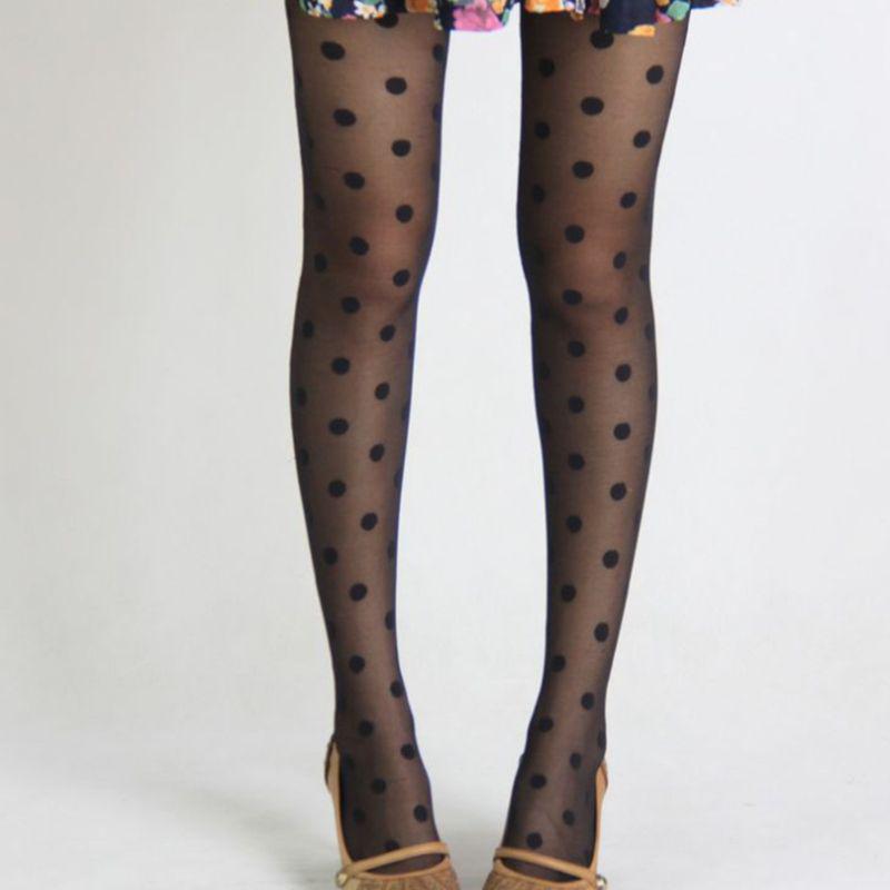 Buy Retro Large Polka Dot Hosiery Pantyhose Ultra-Thin Jacquard Cosplay ...
