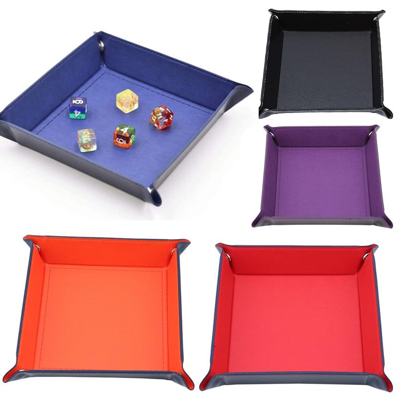 Buy 1 Pcs Table Games Dice Plate PU Leather Square Tray Storage Box ...