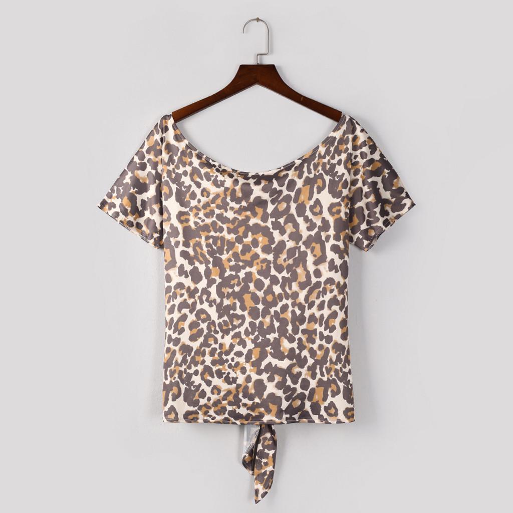 Buy Womens Short Sleeve Off Shoulder Leopard Print T Shirt Top Casual