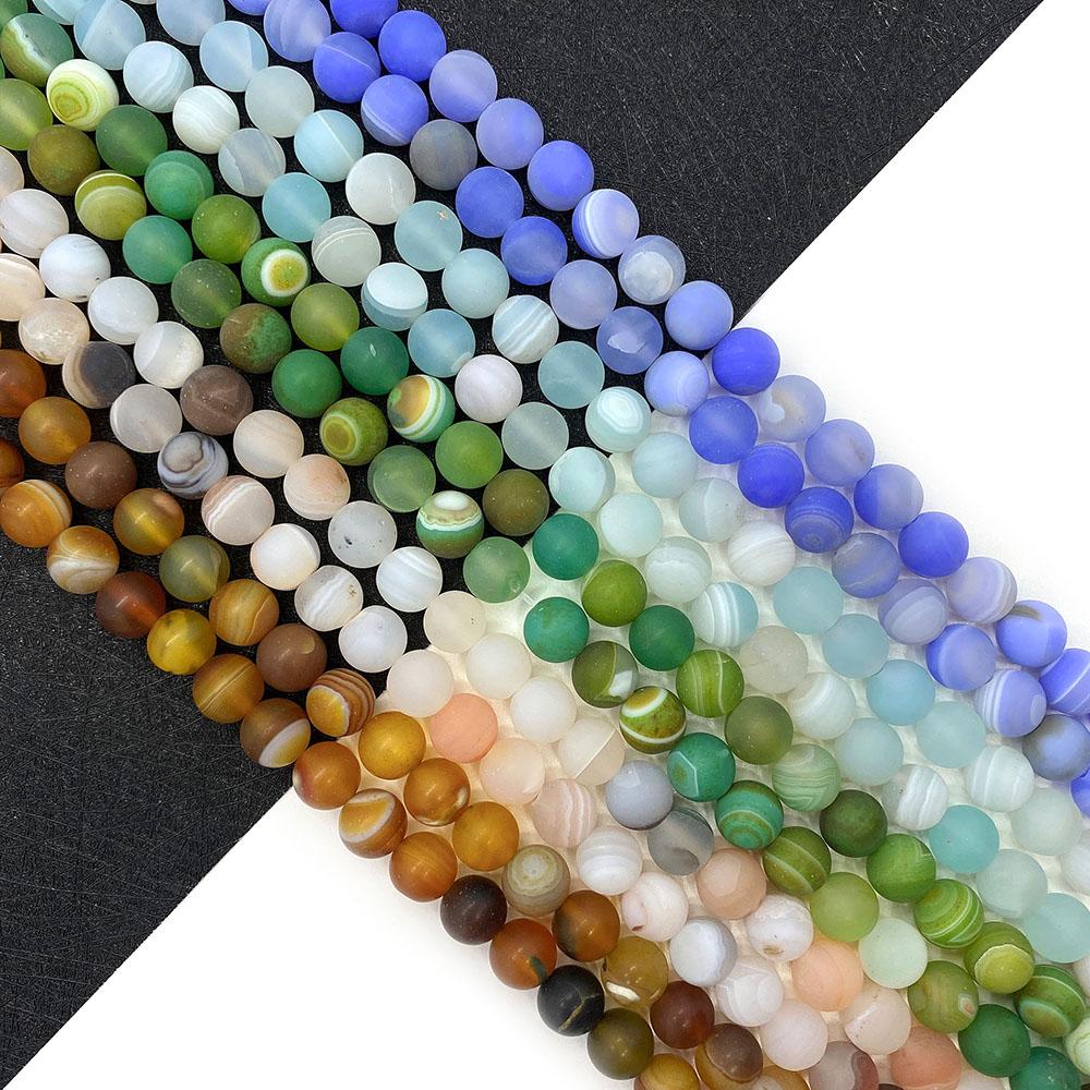 Buy Natural Stone Matte Agate Necklace Beads 6mm8mm10mm Striped Agate ...