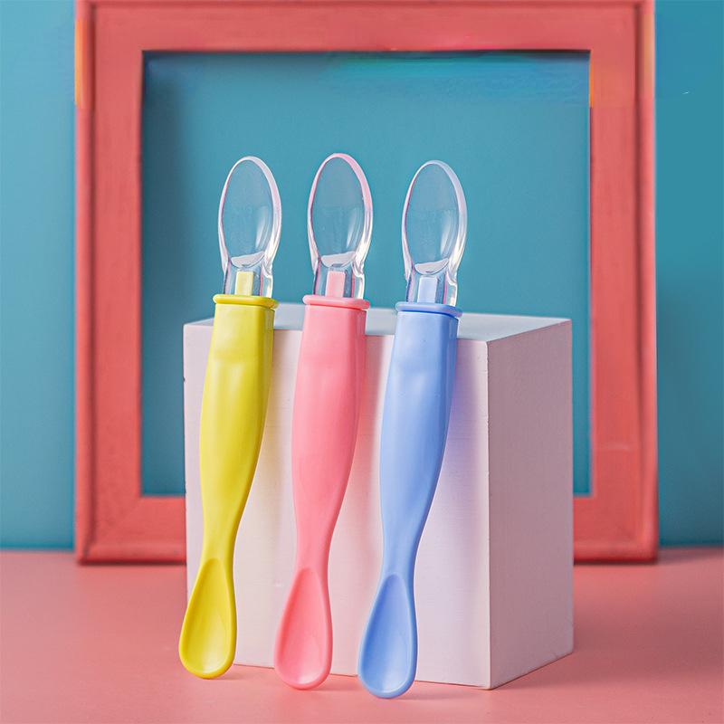 Buy Single Iinfant Baby Spoon Mini Soft Transparent Silicone Safety ...