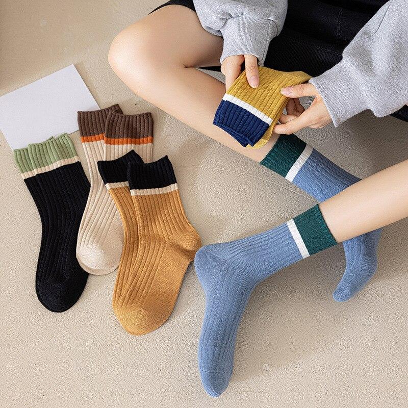5 Pairs Woman Socks Cotton Fashion Autumn Winter Warm Mixed -Color ...