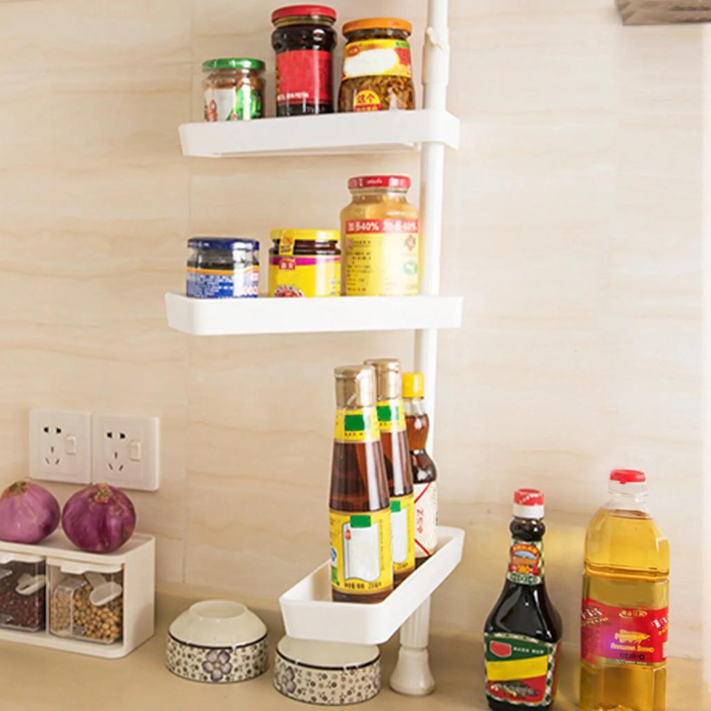 Kitchen Spice Rack 3 Layer Punch-free Seasoning Organzier Retractable ...