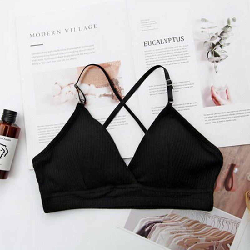 Buy Women's Cotton Strappy Bralette Push-up Padded Bra Crop Tops ...