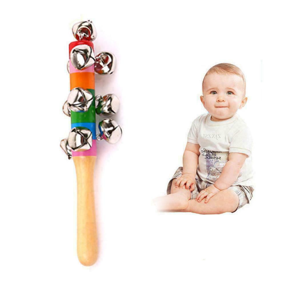 Buy Sensory Wooden Baby Shaker Rattle Crying Stick 10 Bells Kids Jingle ...