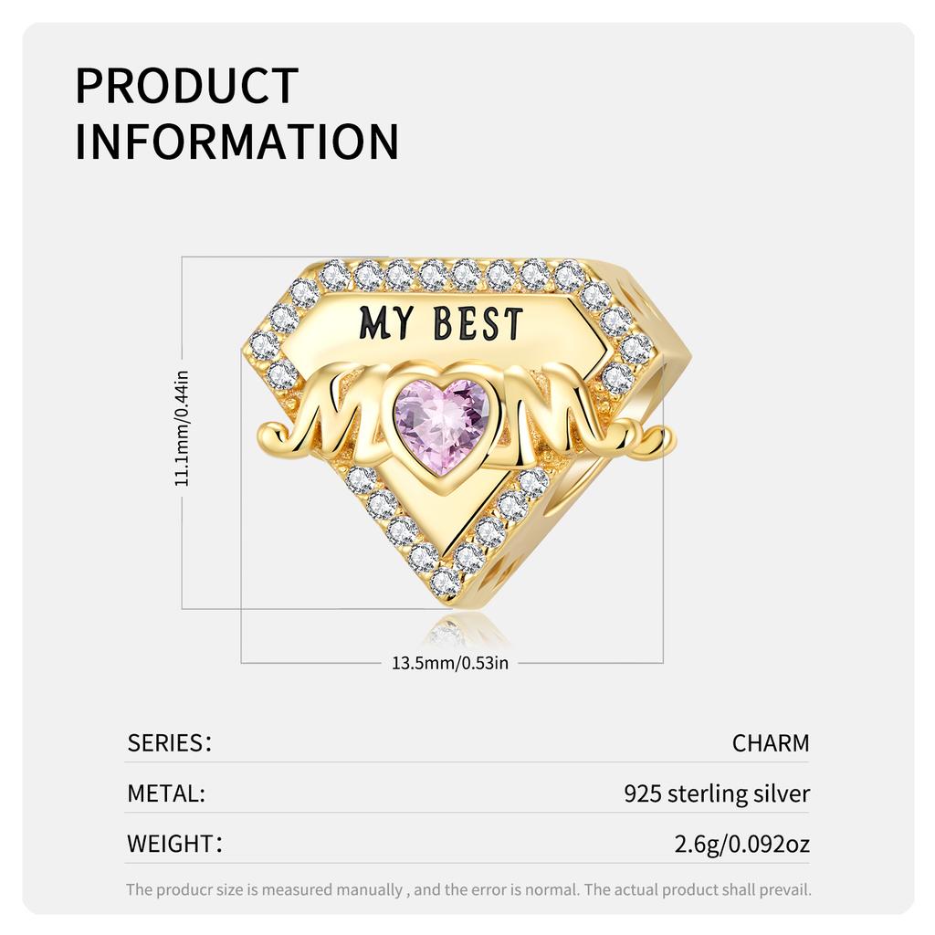 Satın alın My Best Mom Diamond shape Charm Authentic 925 Sterling ...
