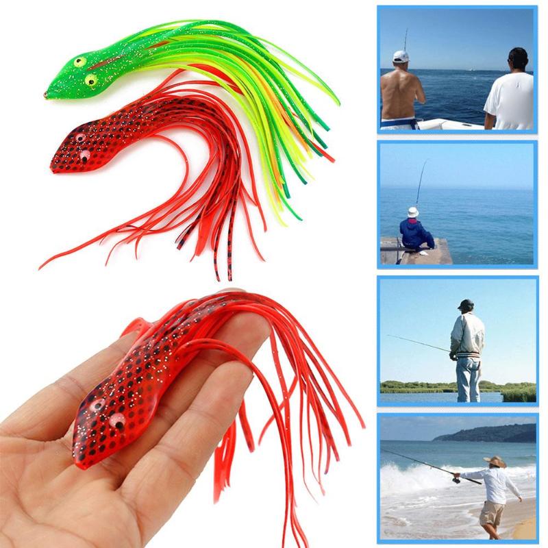 Buy 15CM Fishing Lure Snake Head Red Green Fishing Bait Octopus Tail ...