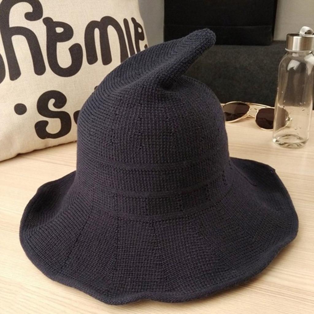 Buy Fashion Witch Pointed Basin Bucket Hat Halloween Cotton Knitting ...