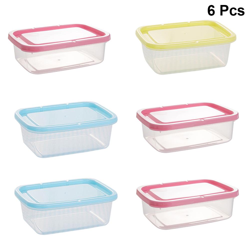 6 pcs Mini Crisper Kitchen Leakproof Plastic Food Container for ...
