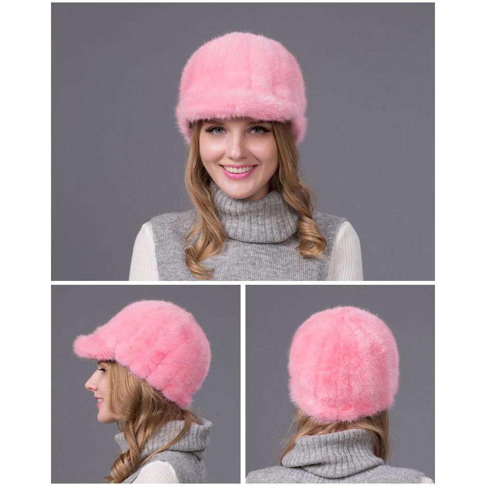 Buy Winter High Quality Mink Fur Women Warm Hat Fashion Thick Visor Hat ...