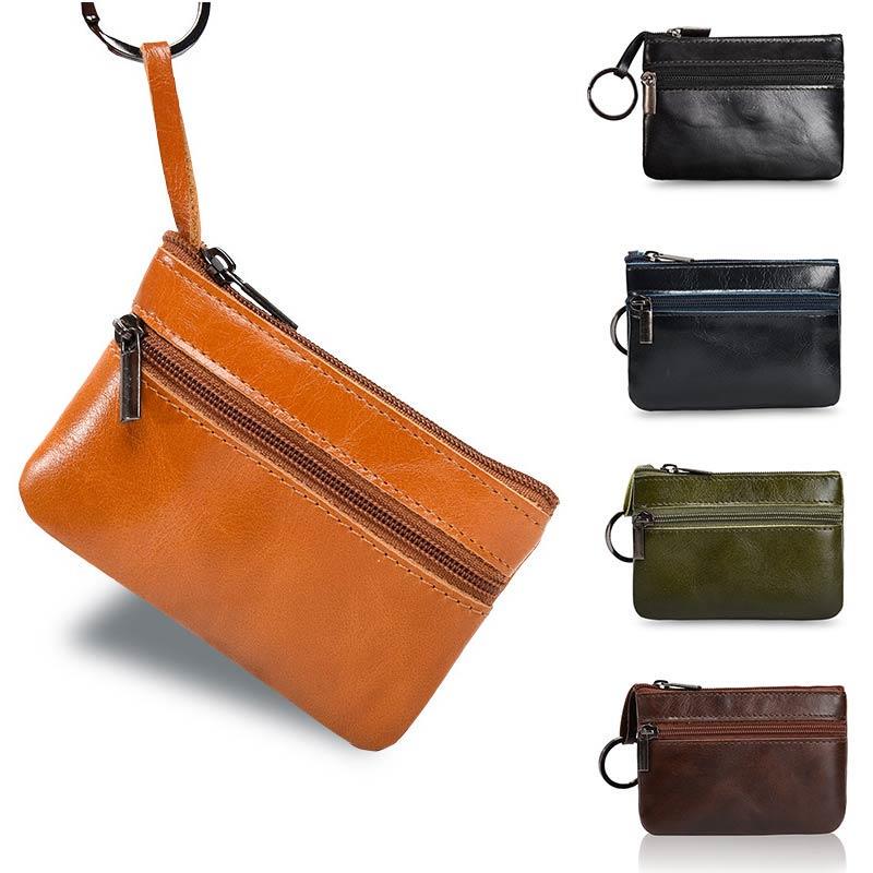 Buy Multi-function Leather PU Coin Purse Card Bag Retro Zipper Key ...
