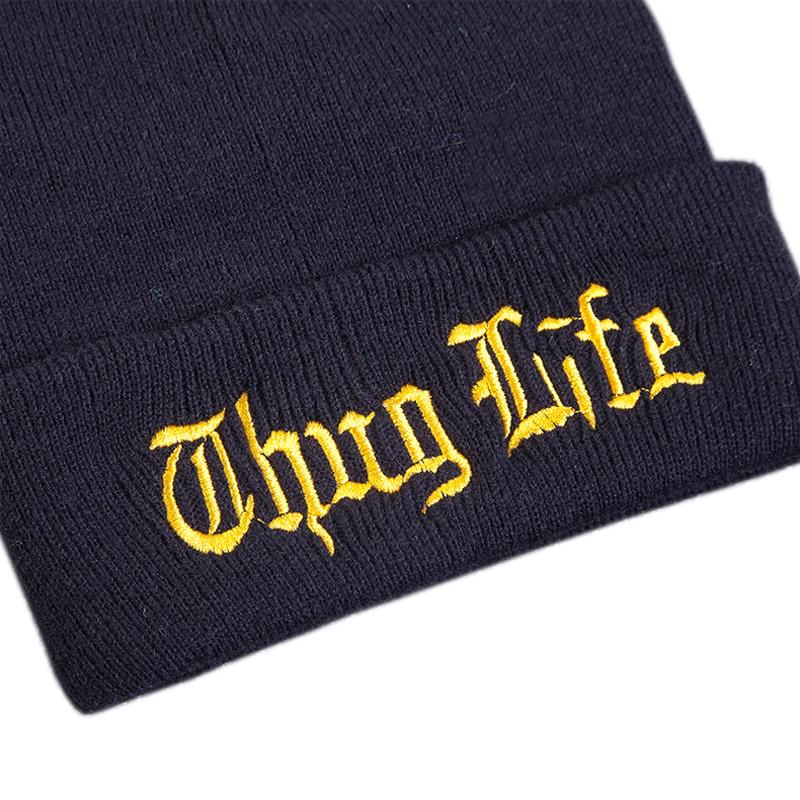 Buy Men THUG LIFE Letter Wool Knitted Hats Male Female Winter Skullies ...