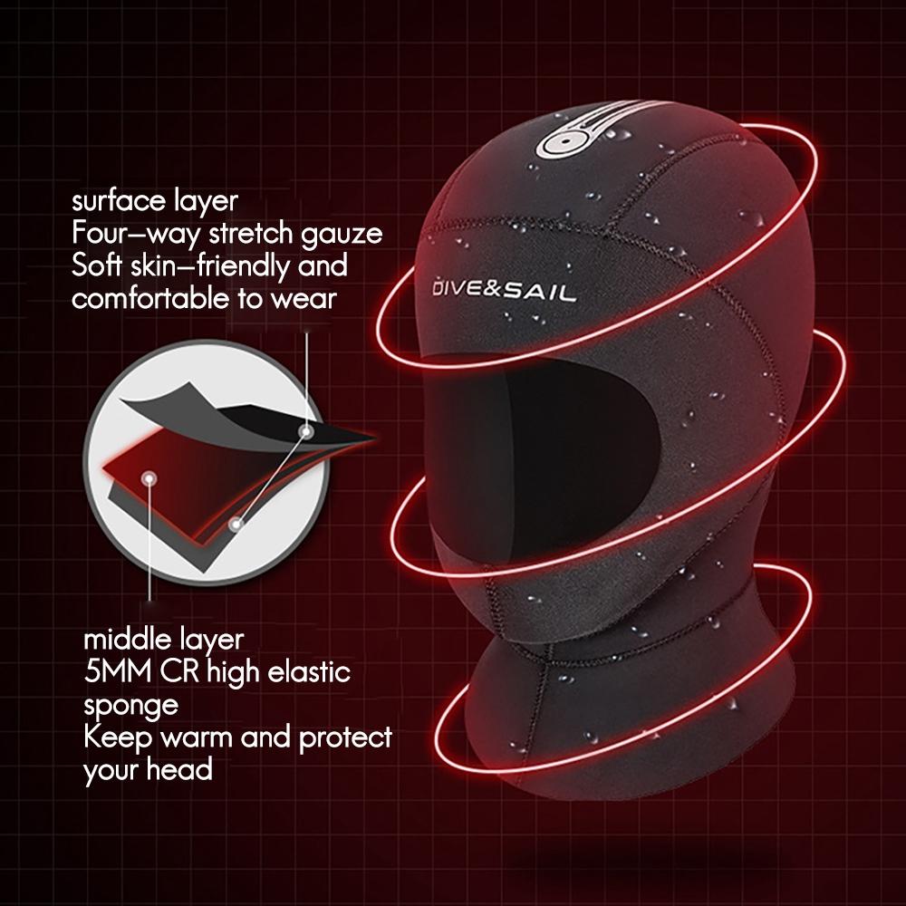 Cheap DIVE&SAIL 5mm Neoprene Diving Cap Professional Protective ...