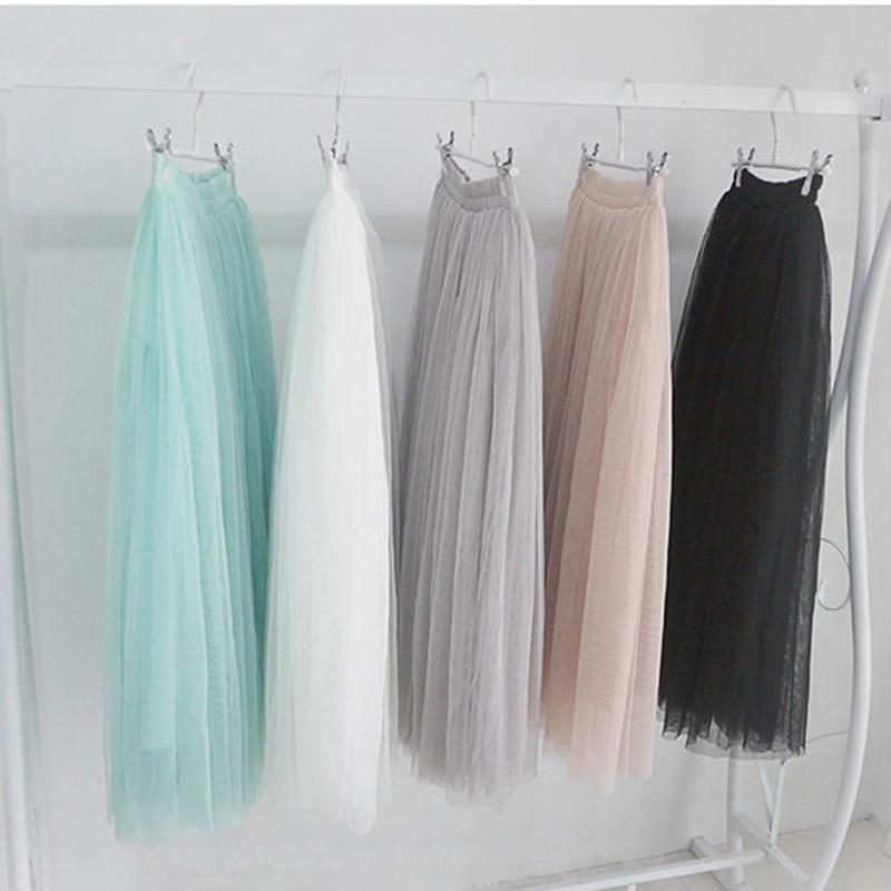 Buy Womens Tulle Skirts Summer Elastic High Waist Long Mesh Skirt Maxi ...