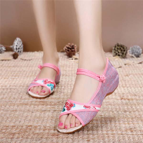 Buy Sandals Women Summer Chinese National Style Fish Mouth Sandals ...