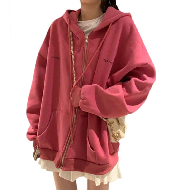 Cheap Women Long Sleeve Hoodies Jacket Solid Color Letters Drawstring ...
