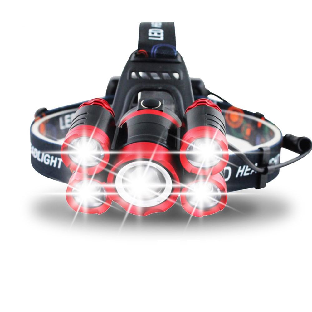 Headlight 3000 Lumen Headlamp 1T6+4XPE LED Head Lamp Flashlight Torch ...