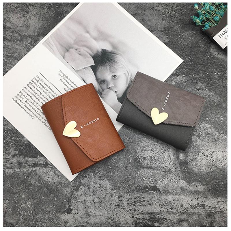 Buy Concise Fashion Leisure Vintage Women Solid Short Wallet Heart ...