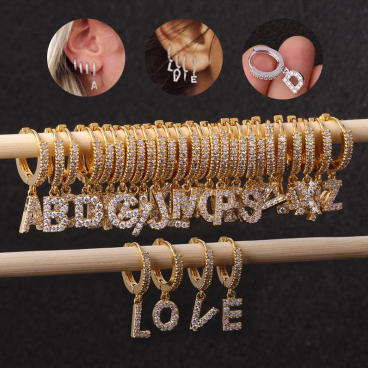 Creative Fashion Zircon Initial Ear Buckle 1PC 26 Letters Joker Ear ...