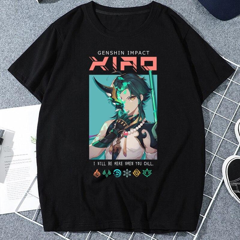 Buy Game Genshin Impact T Shirt Trend Cool Xiao Graphic Tops Women Kawaii Harajuku Cartoon ...