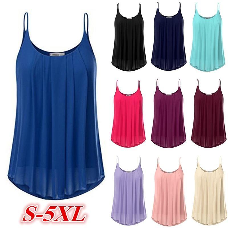 Buy Summer Tops Camisole Sexy Sleeveless Solid Color Plus Size Women ...