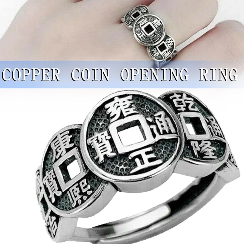 Cheap IDH Five Emperor Coin Auspicious Open Ring Women Men Adjustable ...