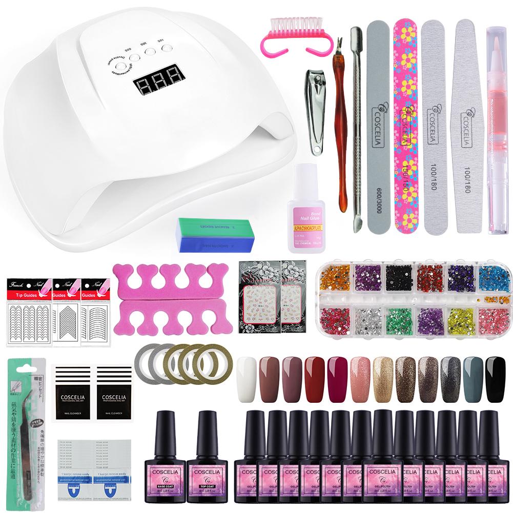 COSCELIA 12PCS Soak Off Gel Polish Nail Varnish Set LED USB Nail Dryer ...