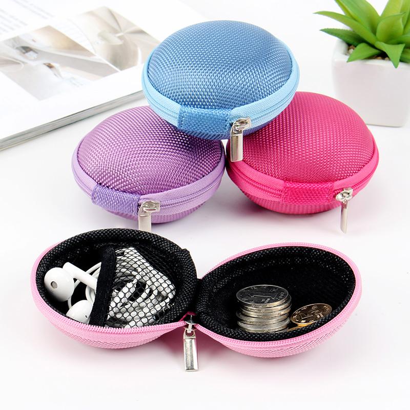 Buy 9 Colors Portable Case for Headphones Case Zippered Round Storage ...