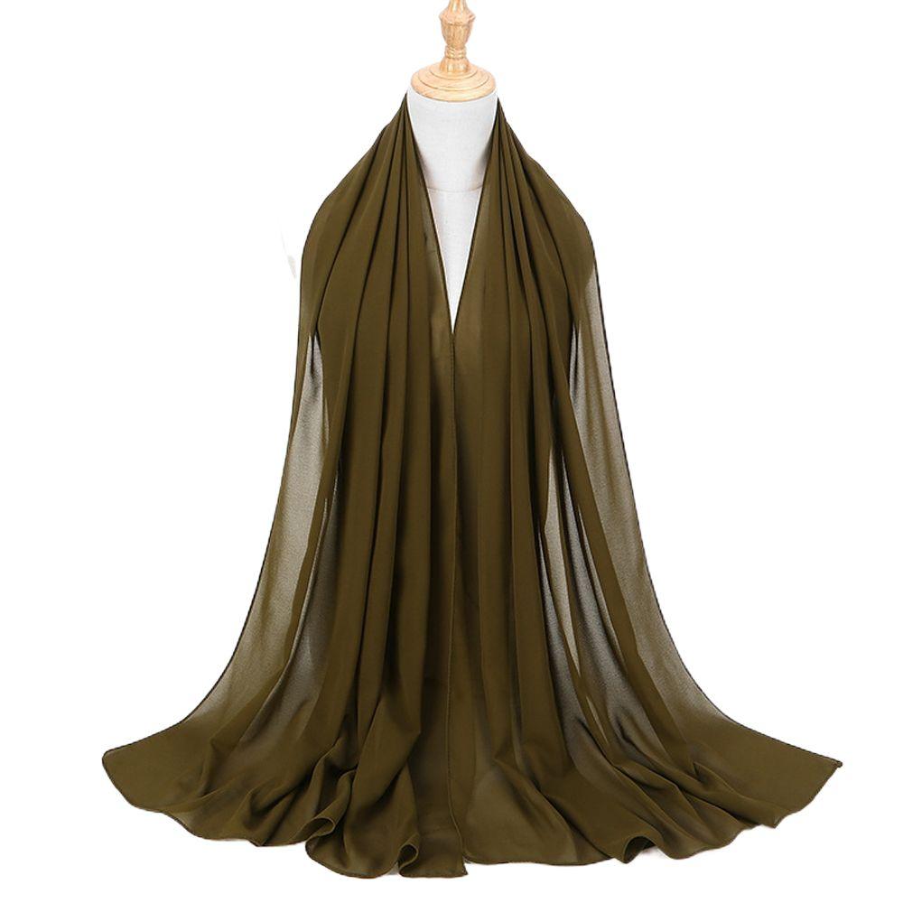 Buy Scarves Solid Color Bandana Headscarf Muslim Chiffon Hijab Islamic ...