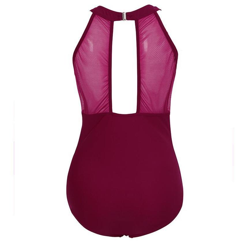 Buy Womens Plus Size Mesh Monokini High Neck Tummy Control Swimsuit ...