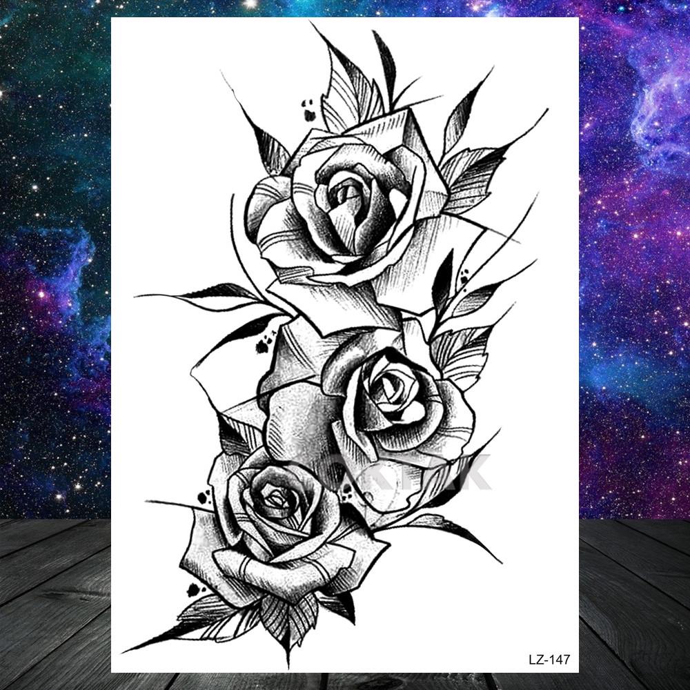 Buy Fake Jewelry Chains Temporary Tattoo Sricker Black Flower Rose ...