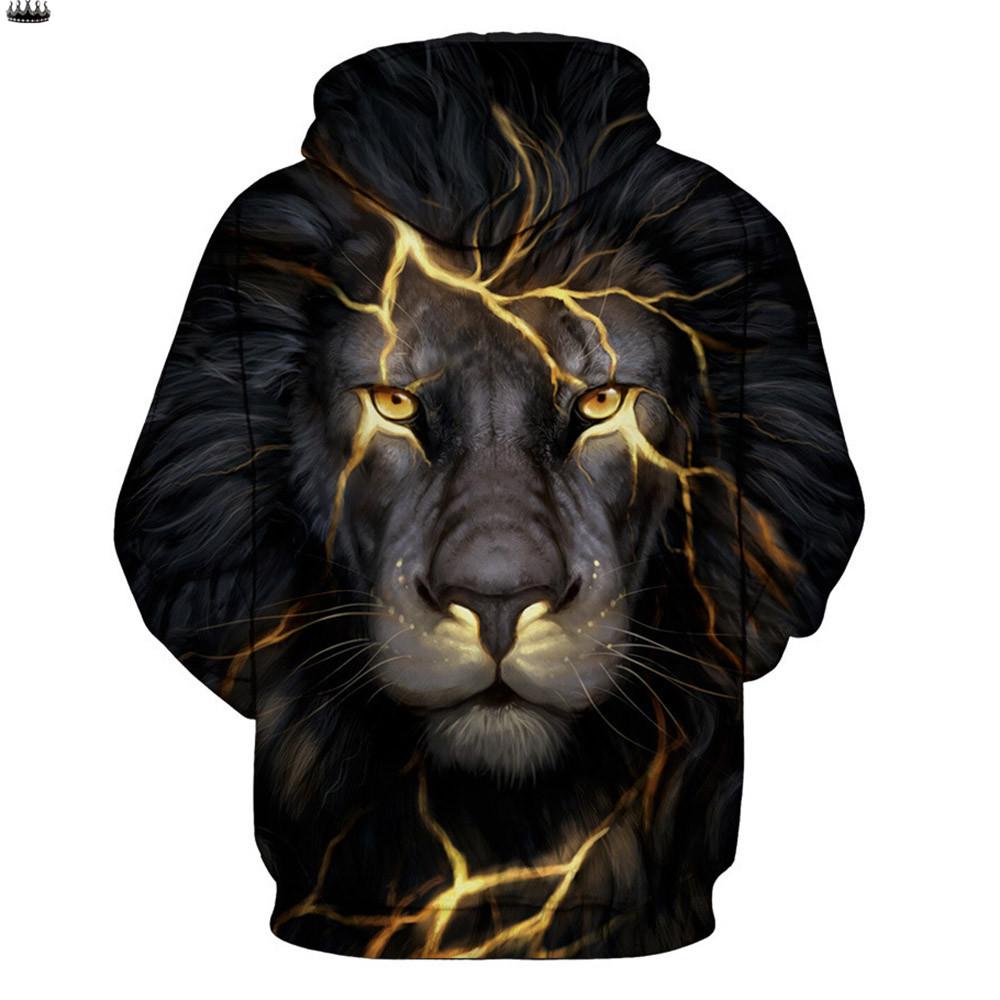 Buy Unisex 3D Printed Wolf Pullover Long Sleeve Hooded Sweatshirt Tops ...