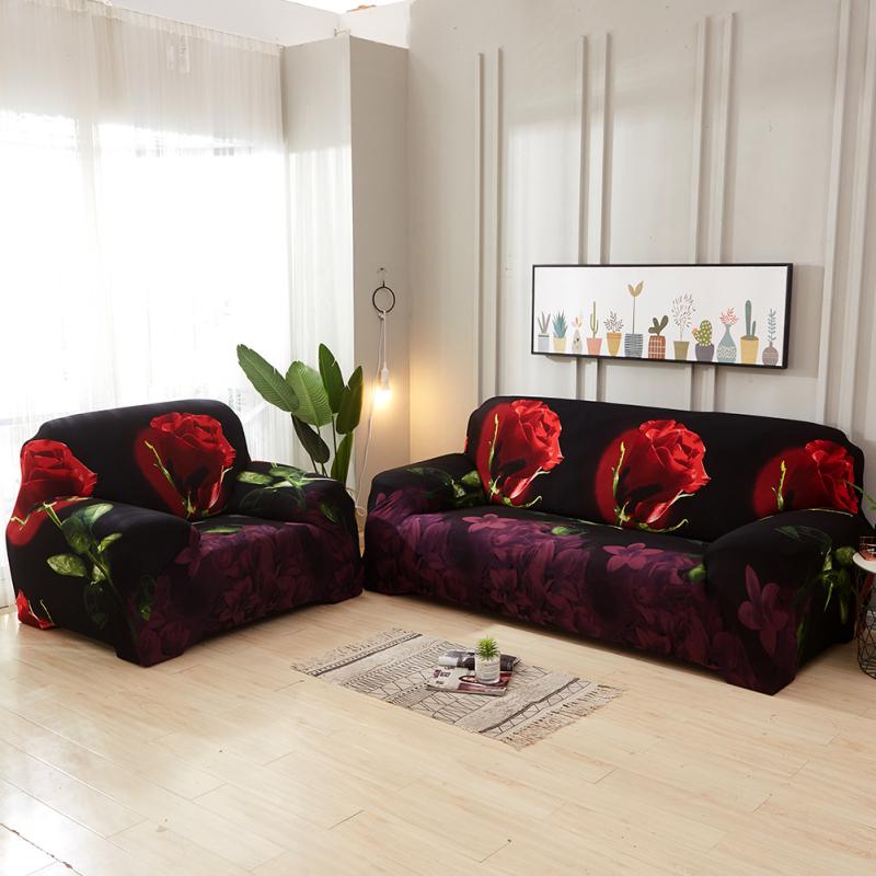 Buy 3D Red Rose Flower Printing Elastic Sofa Cover/Pillowvase for ...
