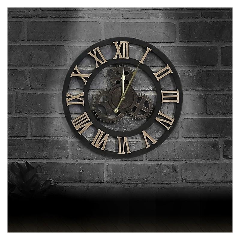 Buy Originality Vintage American Wood Industrial Style Gold Wall Clock ...