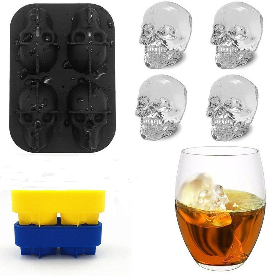 Beauty Four Alien Skull Shaped 3D Ice Mold Flexible Silicone Ice Cube ...
