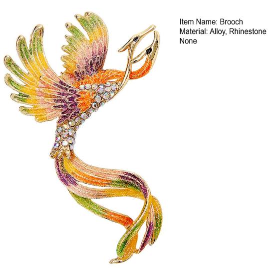Cheap Vintage Enamel Phoenix Brooch Luxury Colored Rhinestone Elegant ...