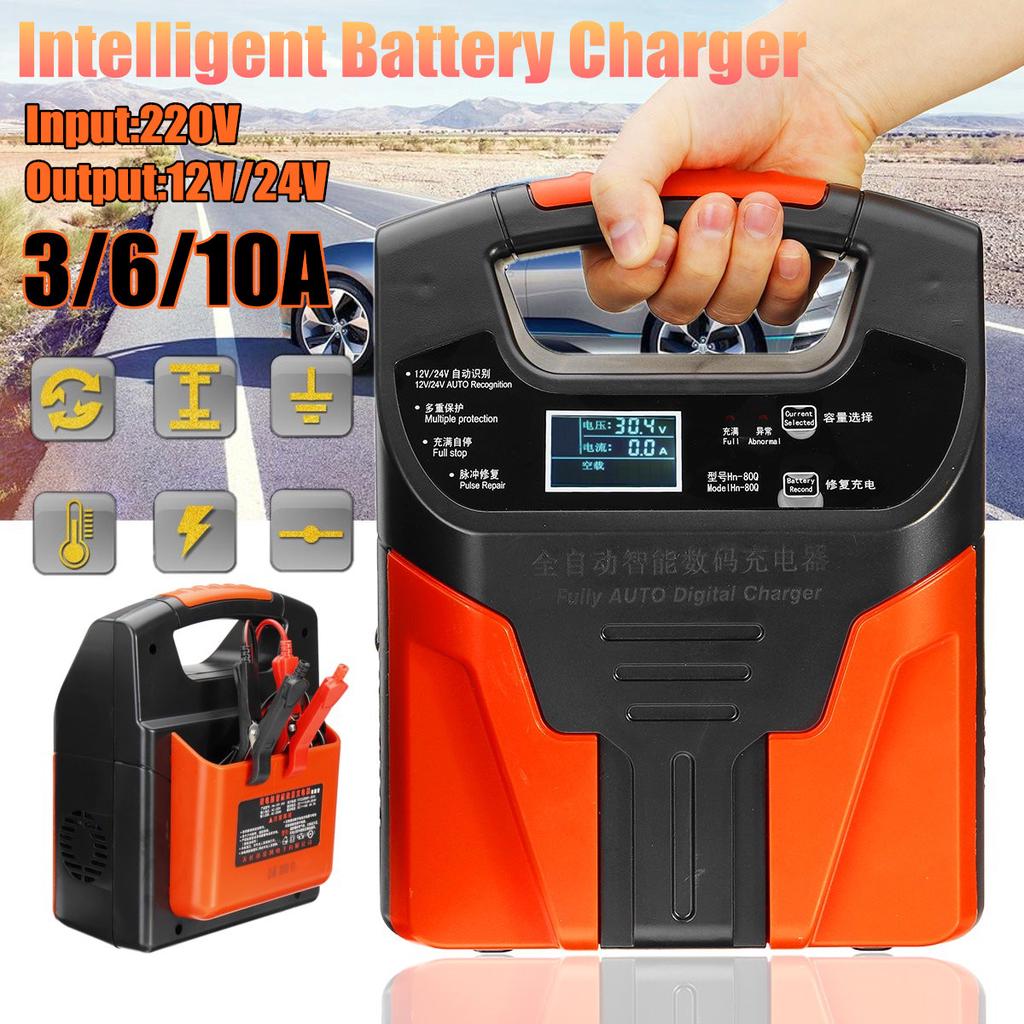 Buy 10A Car Charger 220V 12/24V 2-200AH Full Automatic Pulse Repair ...